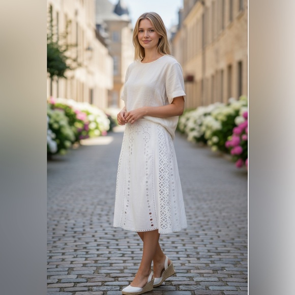 Byron Lars | Skirts | Byron Lars Beauty Mark Eyelet Cutwork Aline Midi ...